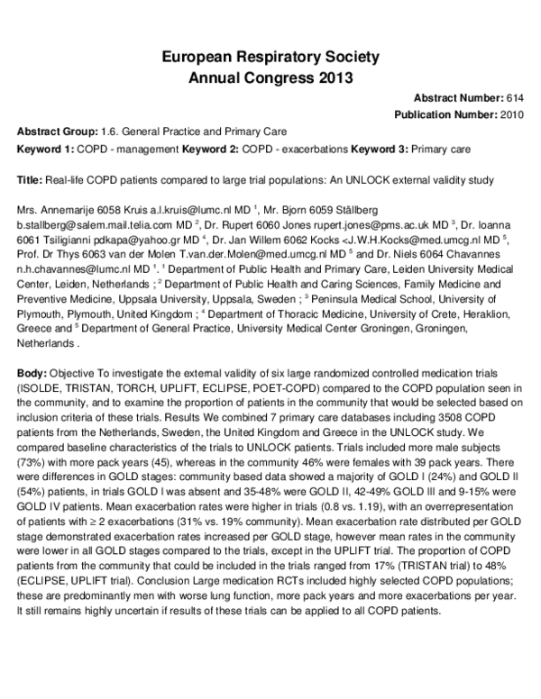 (PDF) Real-life COPD patients compared to large trial populations: An ...