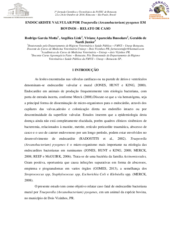 (PDF) ENDOCARDITE VALVULAR POR Trueperella (Arcanobacterium) pyogenes ...