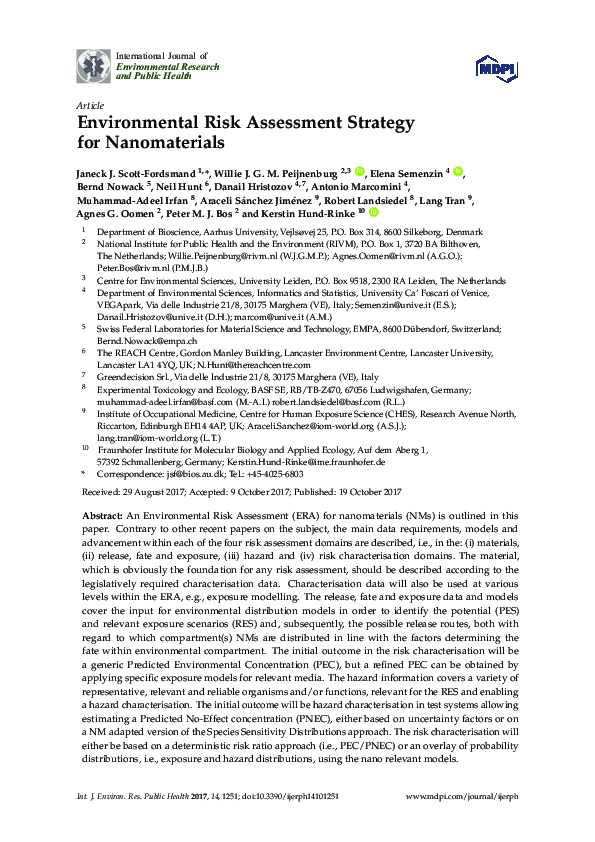 (PDF) Environmental Risk Assessment Strategy for Nanomaterials