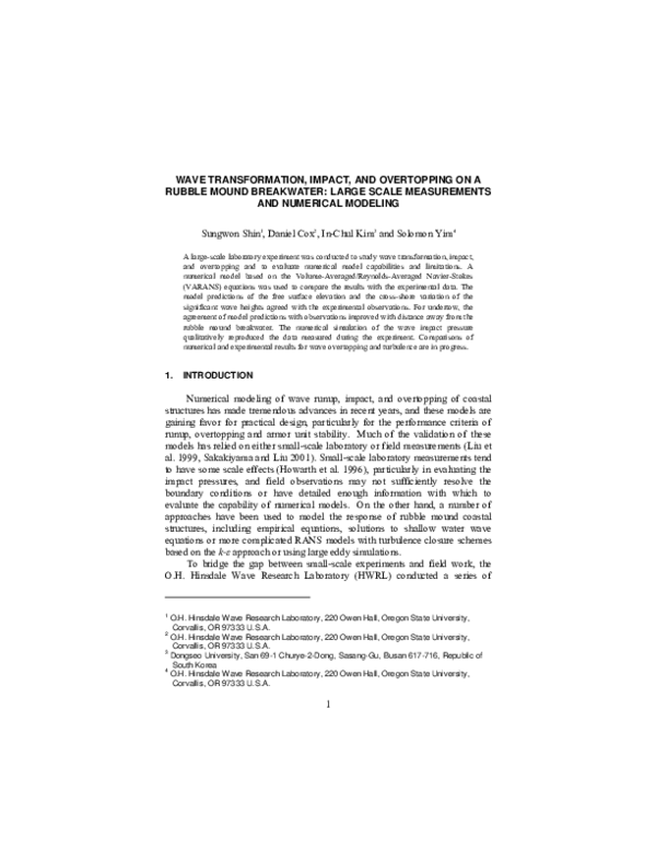 (PDF) Wave Transformation, Impact, and Overtopping on a Rubble Mound Breakwater: Large Scale ...