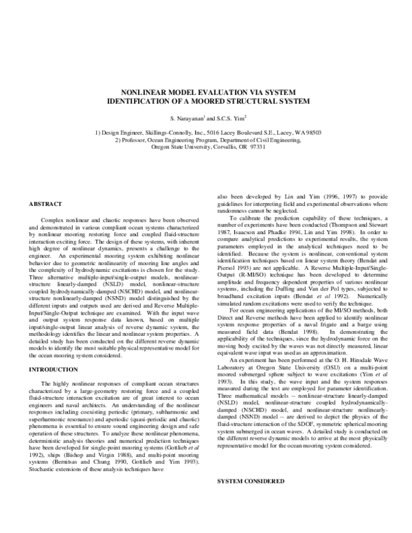 (PDF) Evaluating Nonlinear Dynamics in Moored Systems (PDF) Evaluating Nonlinear Dynamics in Moored Systems