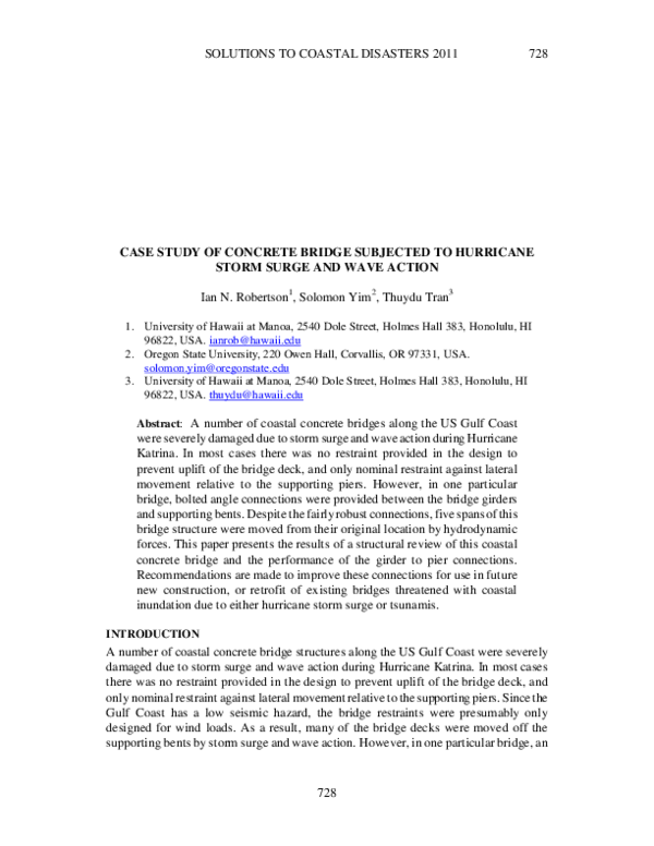 (PDF) Case Study of Concrete Bridge Subjected to Hurricane Storm Surge ...
