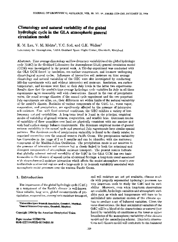 (PDF) Climatology and natural variability of the global hydrologic ...