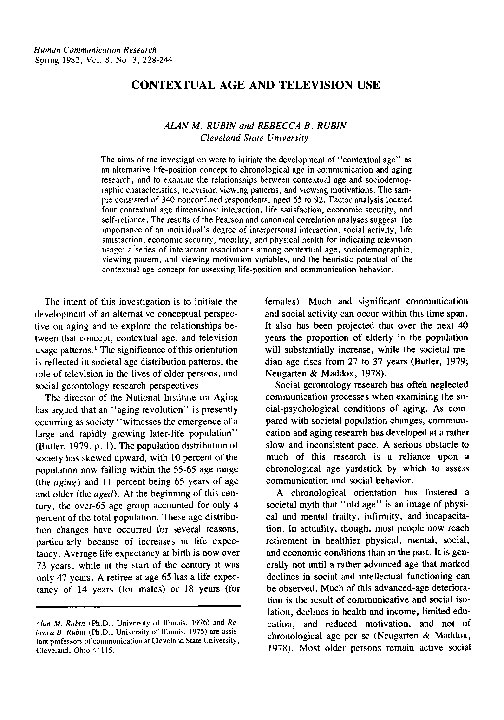 (PDF) Contextual Age and Television Use