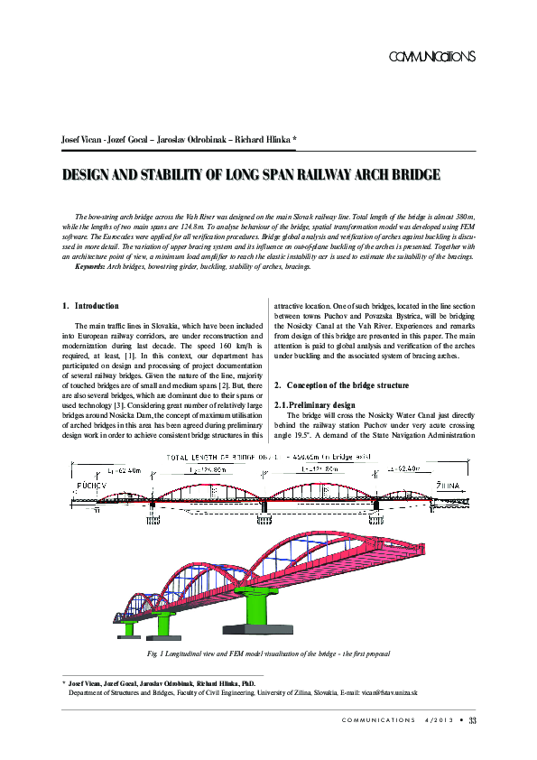 (PDF) Design and Stabiility of Long Span Railway Arch Bridge