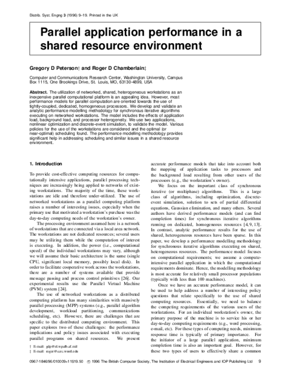 (PDF) Parallel application performance in a shared resource environment | Gregory Peterson ...