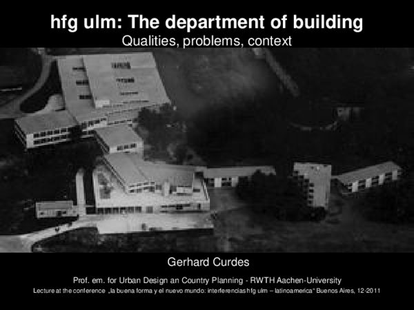 (PDF) hfg ulm / Ulm school of design: The department of building ...