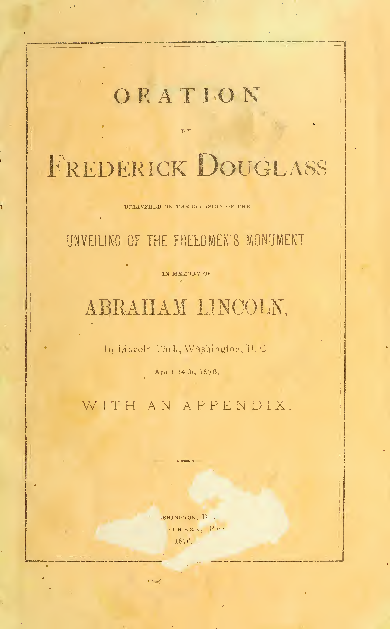 (PDF) Oration by Frederick Douglass, delivered on the occasion of the ...