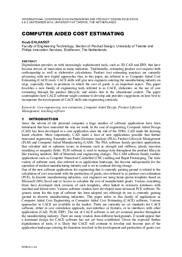 (PDF) Computer Aided Cost Estimating