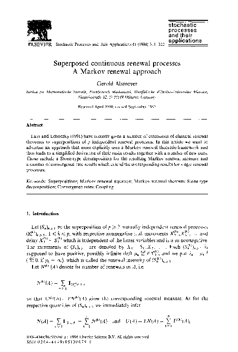 (PDF) Superposed continuous renewal processes A Markov renewal approach