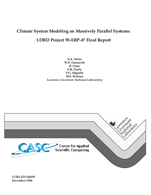 (PDF) Climate system modeling on massively parallel systems: LDRD Project 95-ERP-47 final report