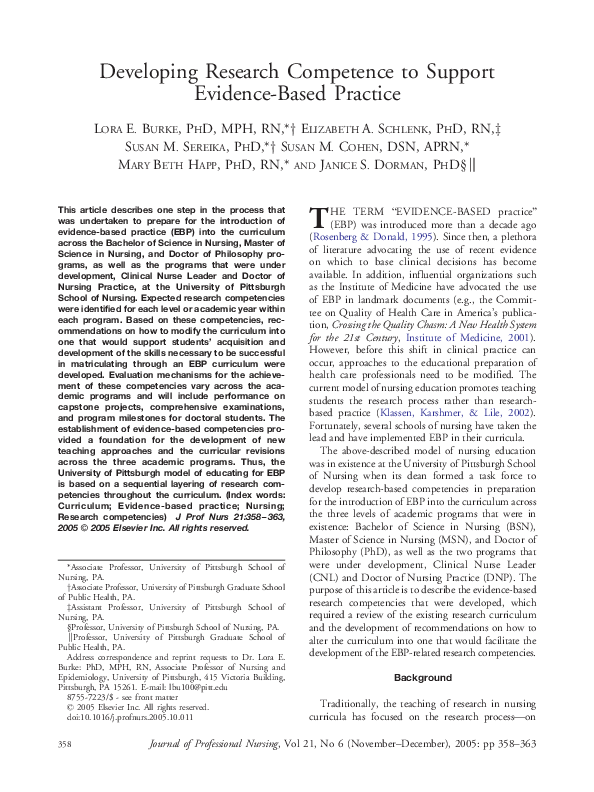 (PDF) Developing Research Competence to Support Evidence-Based Practice