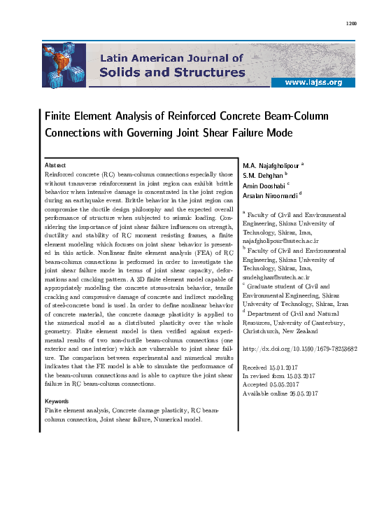 Pdf Finite Element Analysis Of Reinforced Concrete Beams With Corrosion Subjected To Shear