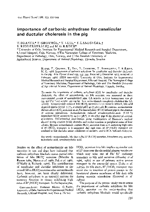 (PDF) Importance of carbonic anhydrase for canalicular and ductular ...