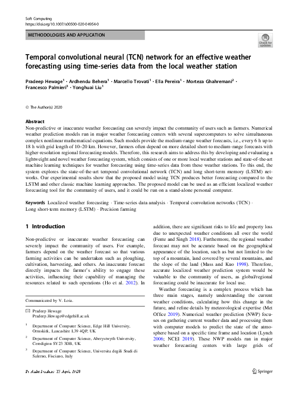 Pdf Temporal Convolutional Neural Tcn Network For An Effective Weather Forecasting Using