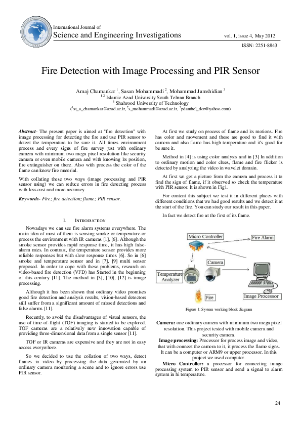 (PDF) Fire Detection with Image Processing and PIR Sensor