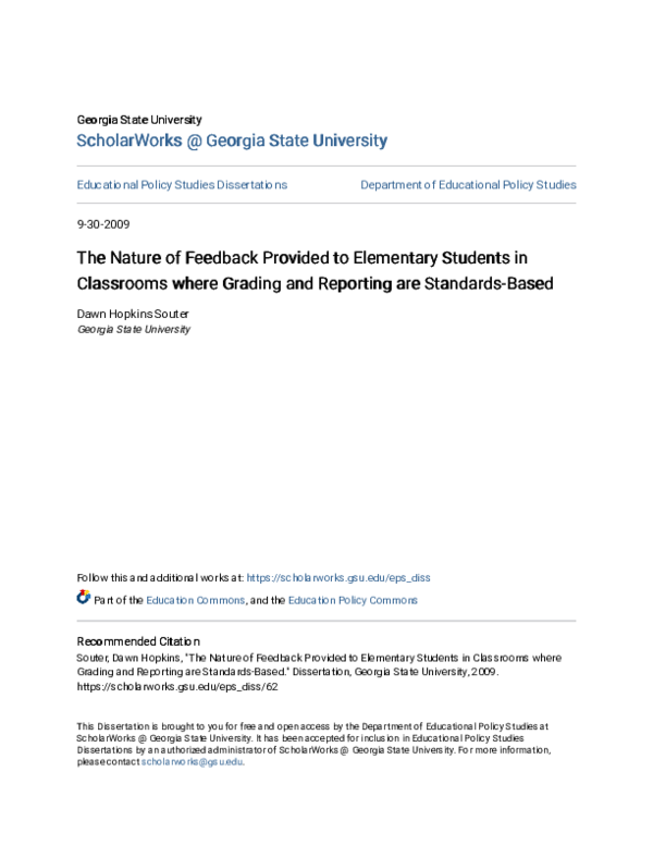 (PDF) The Nature of Feedback Provided to Elementary Students in ...