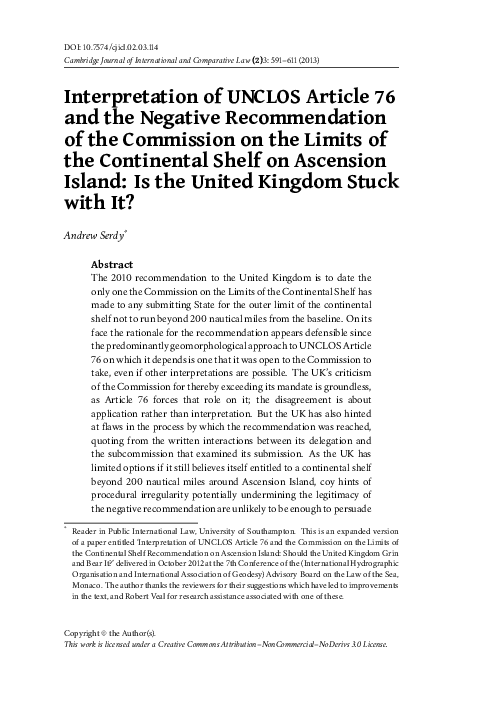 (PDF) Interpretation of UNCLOS Article 76 and the Negative ...