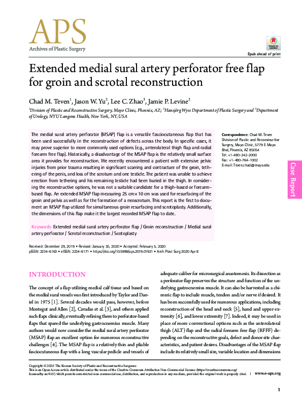 (PDF) Extended medial sural artery perforator free flap for groin and ...