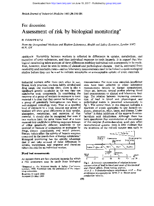 (PDF) Assessment of risk by biological monitoring