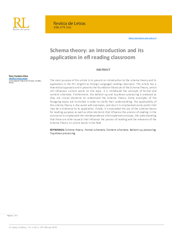(PDF) Schema theory: an introduction and its application in EFL reading ...
