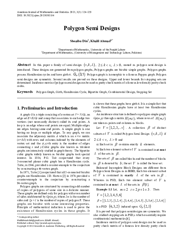 (PDF) Polygon Semi Designs
