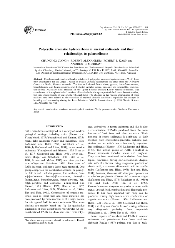 (PDF) Polycyclic aromatic hydrocarbons in ancient sediments and their relationships to palaeoclimate