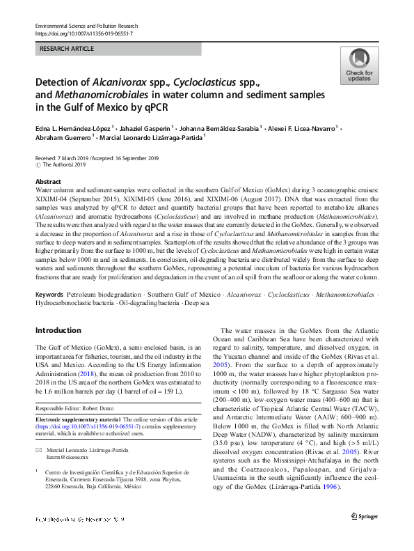 (PDF) Detection of Alcanivorax spp., Cycloclasticus spp., and ...