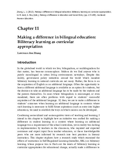 (PDF) Making a difference in bilingual education: Biliteracy learning ...