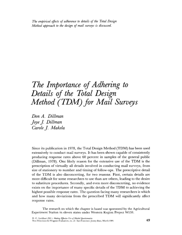 (PDF) The importance of adhering to details of the Total Design Method ...