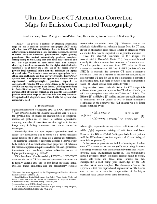 (PDF) Ultra Low Dose CT Attenuation Correction Maps for Emission ...