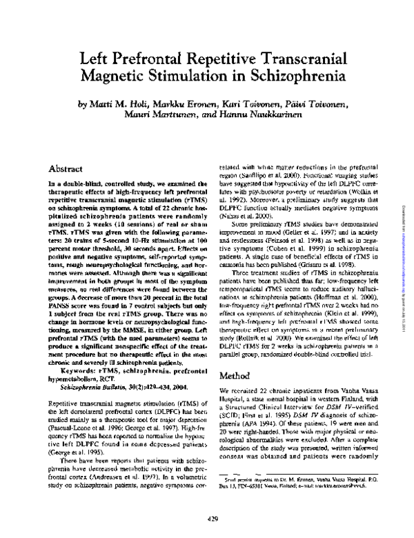 (PDF) Left prefrontal repetitive transcranial magnetic stimulation impairs performance in ...