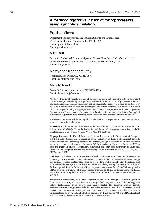 (PDF) A methodology for validation of microprocessors using symbolic simulation