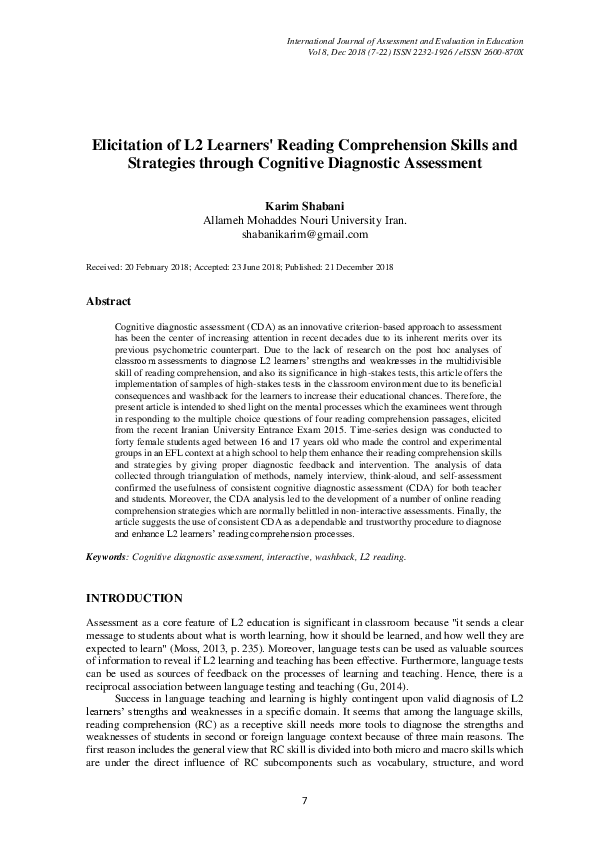 (PDF) Elicitation of L2 Learners' Reading Comprehension Skills and ... (PDF) Elicitation of L2 Learners' Reading Comprehension Skills and ...