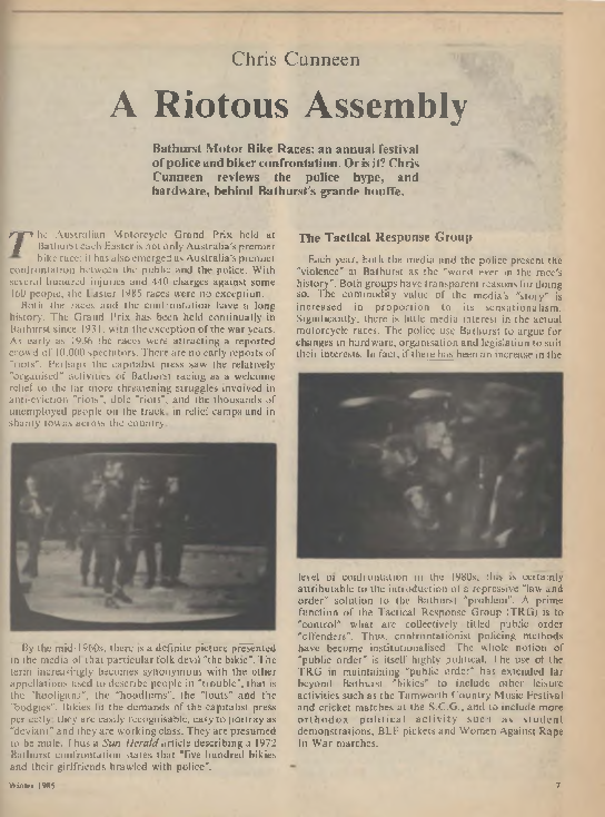 (PDF) A riotous assembly - Bathurst motor bike races