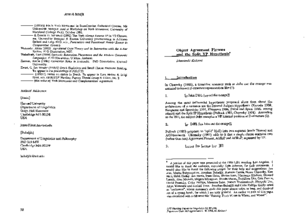 (PDF) Object agreement phrases and the split VP hypothesis