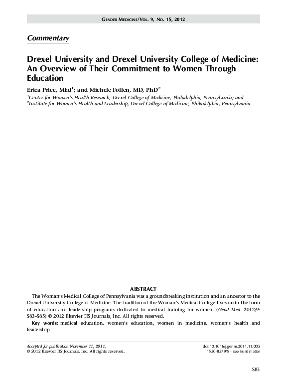 (PDF) Drexel University and Drexel University College of Medicine: An ...