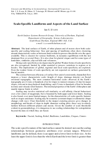 (PDF) Scale-specific landforms and aspects of the land surface.', in ...
