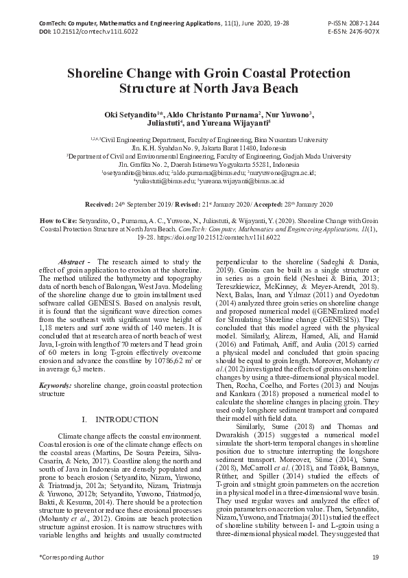 (PDF) Shoreline Change with Groin Coastal Protection Structure at North ...