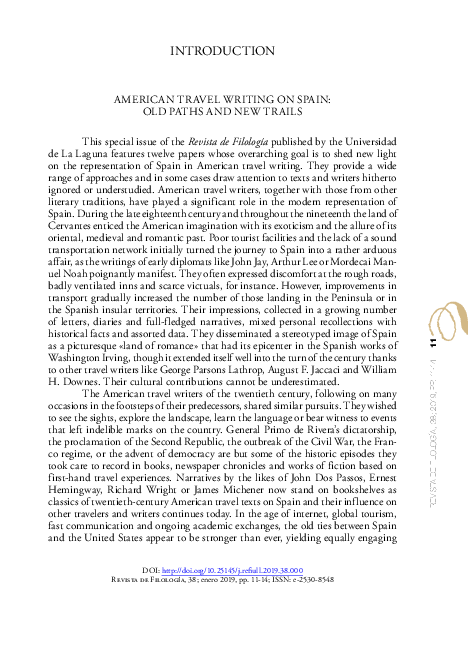(PDF) Introduction. American Travel Writing on Spain: Old Paths and New ...