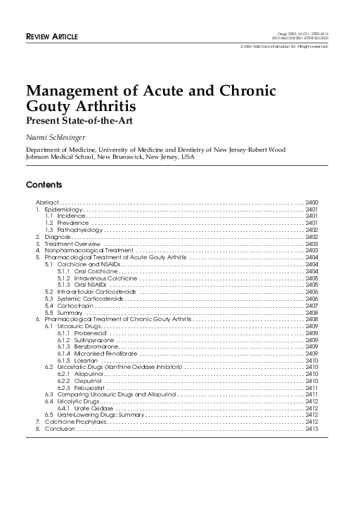 (PDF) Management of Acute and Chronic Gouty Arthritis