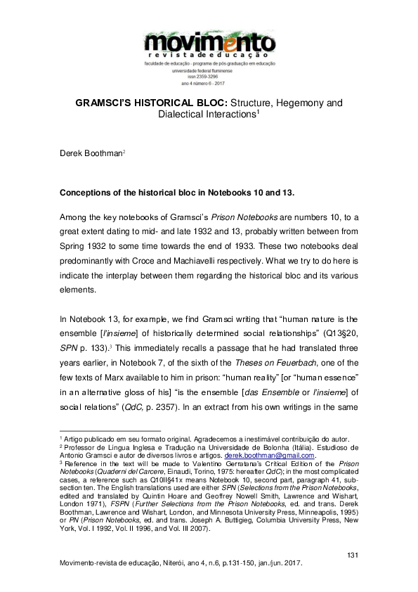 (PDF) GRAMSCI’S HISTORICAL BLOC: Structure, Hegemony and Dialectical ...