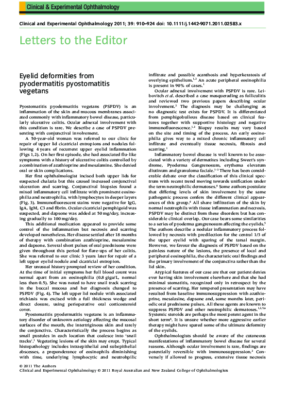 (PDF) Eyelid deformities from pyodermatitis pyostomatitis vegetans