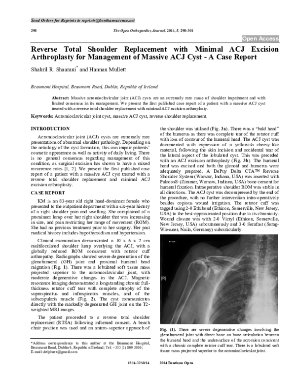 (PDF) Reverse Total Shoulder Replacement with Minimal ACJ Excision ...
