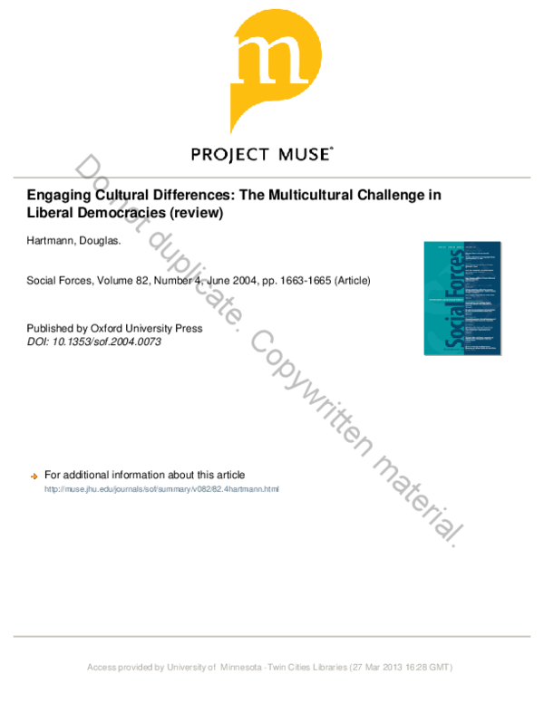 (PDF) Engaging Cultural Differences: The Multicultural Challenge in ...