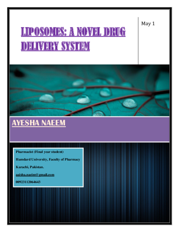 (PDF) Liposomes: A Novel Drug Delivery System