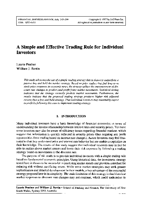 (PDF) A simple and effective trading rule for individual investors