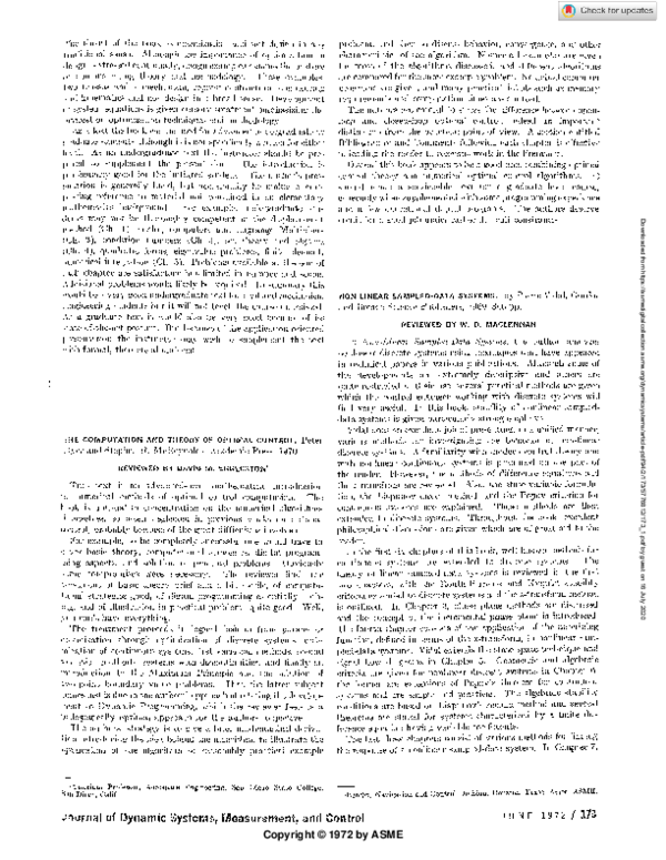 (PDF) The Computation and Theory of Optimal Control