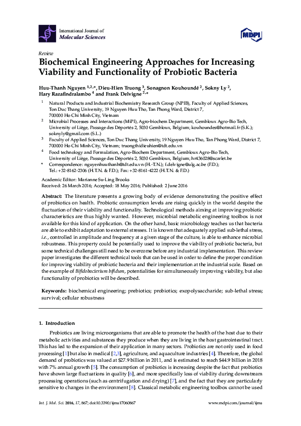 (PDF) Biochemical Engineering Approaches for Increasing Viability and ...