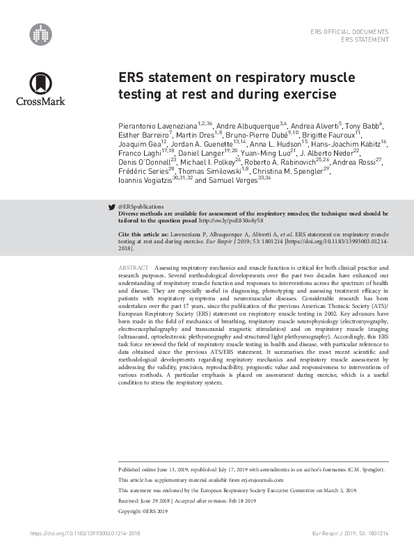 (PDF) ERS Statement on Respiratory Muscle Testing at Rest and during ...